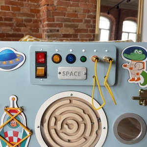 Wall Mounted Busy Board Sensory Wall Toy Busy Board Space Theme LED ...