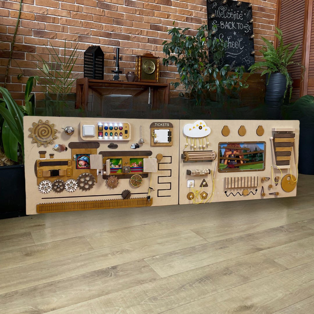 Wooden Train Sensory Wall Panels for Schools Busy Board for Wall ...