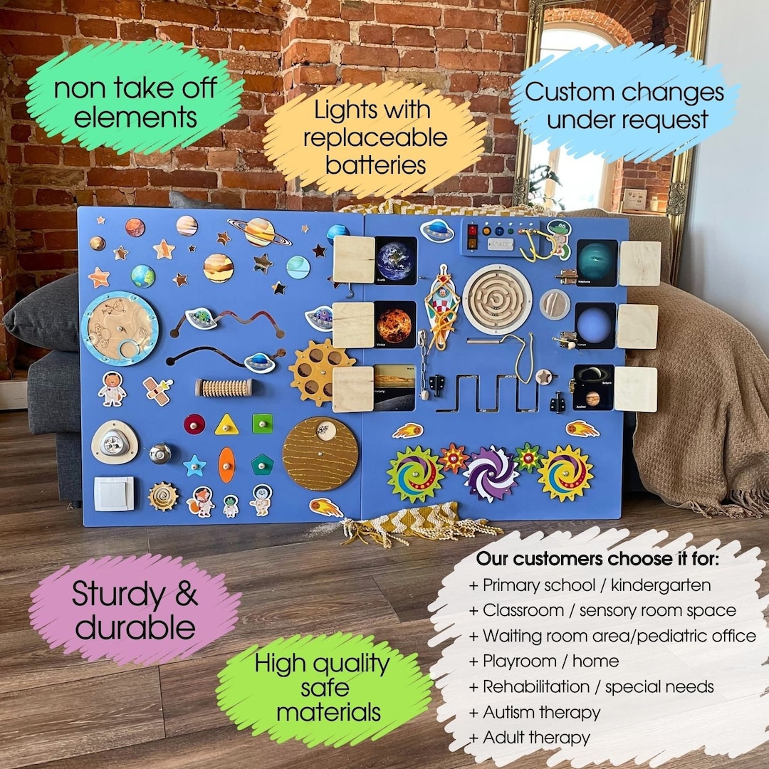Sensory Large Busy Board Space Theme Wall Panel LED Light 140*80 Cm ...