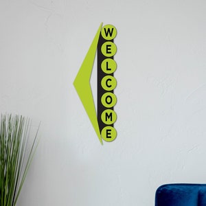 Mid-Century Modern Style Vertical Welcome Sign MCM Home | Etsy