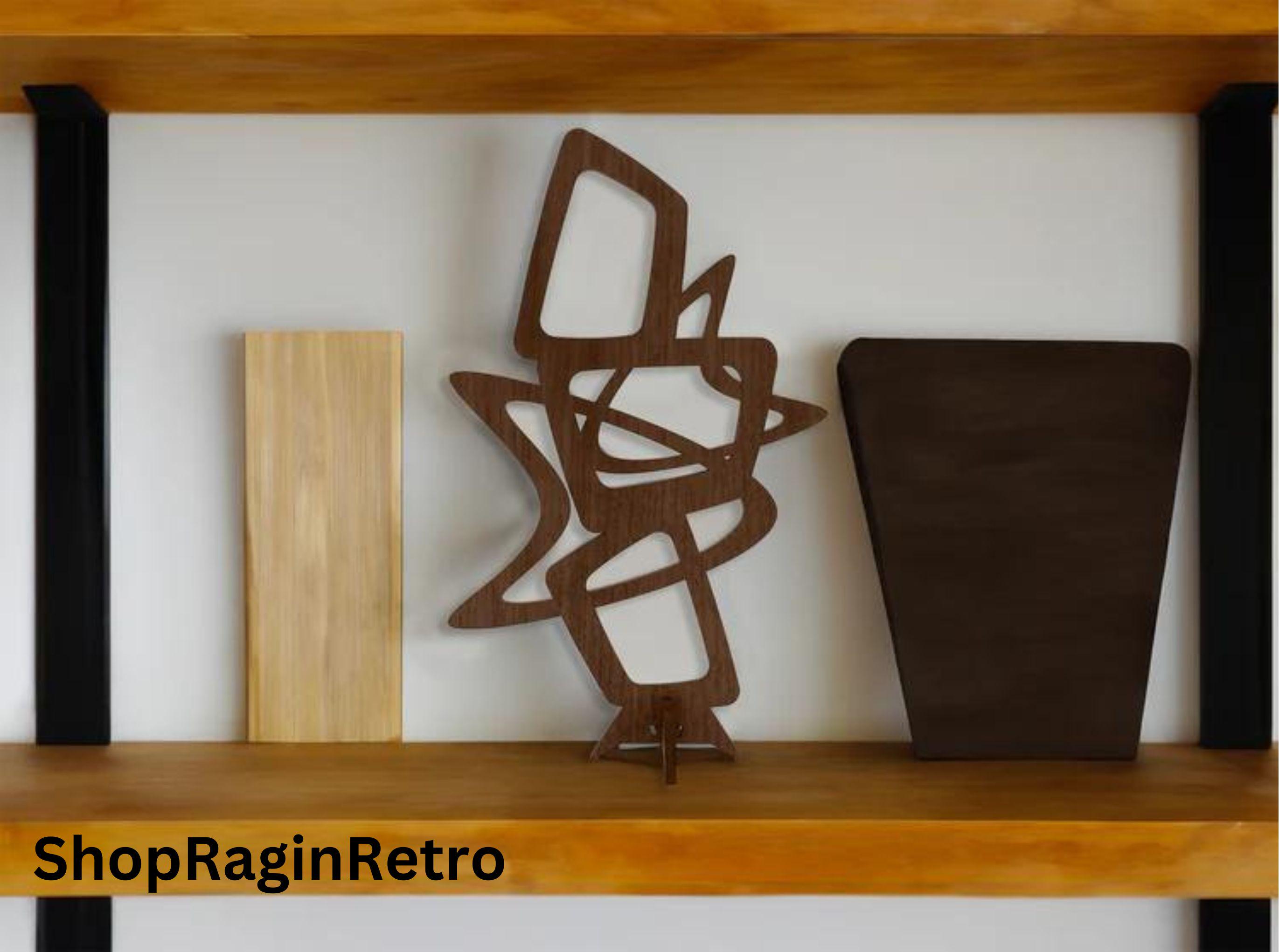 Atomic Mid Century Modern Table Decor | Atomic Walnut Accent Sculpture ...
