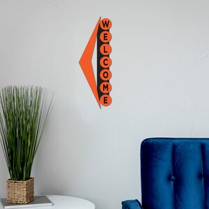 Mid-century Modern Style Vertical Welcome Sign | MCM Home Decor ...
