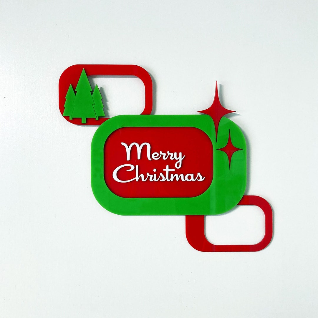 Vintage Christmas Sign Atomic Rectangles | Mid Century Modern Holiday ...