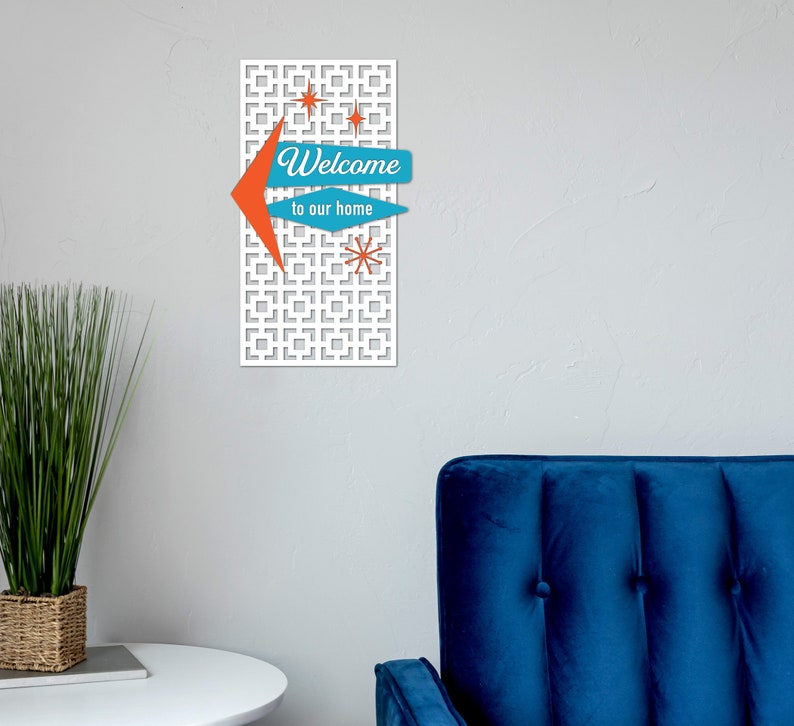 Mid Century Modern Style Welcome Sign | Atomic House Sign | MCM Home ...