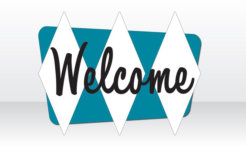 Mid Century Modern Style Welcome Sign Triple Diamond - Etsy