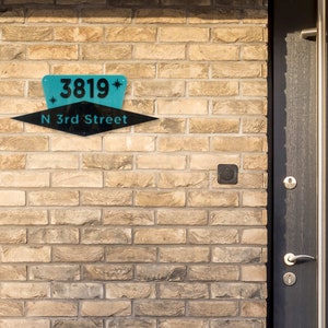Mid Century Modern House Number Sign W/name - Etsy