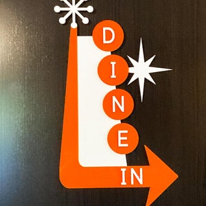 Mid Century Modern Style Kitchen Sign | Dine in | MCM Home Decor ...