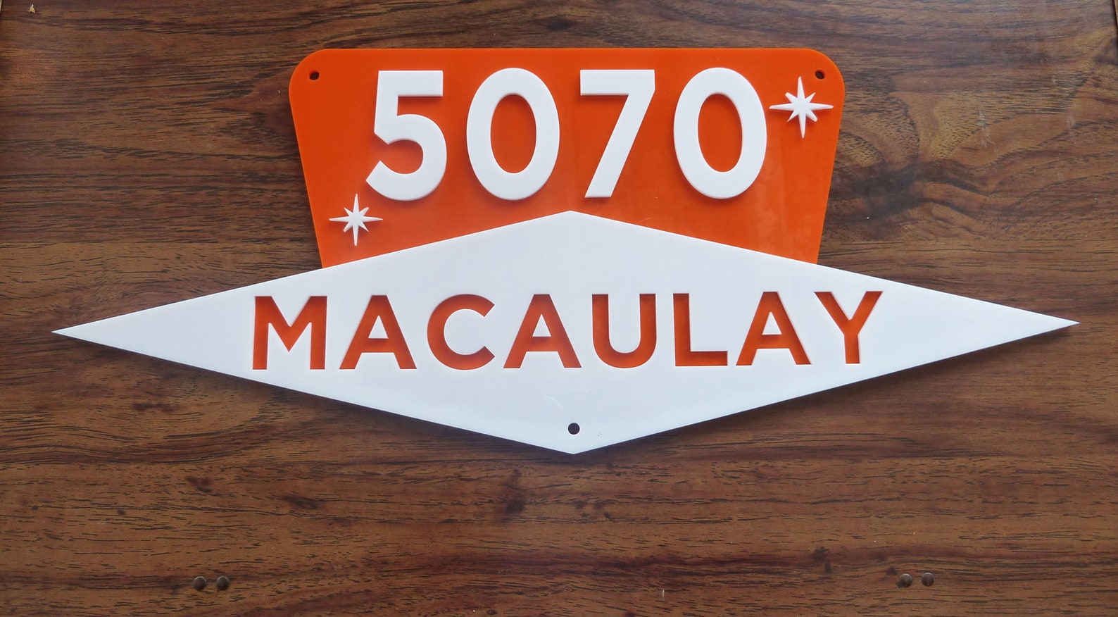 Mid Century Modern House Number Sign W/name | Etsy