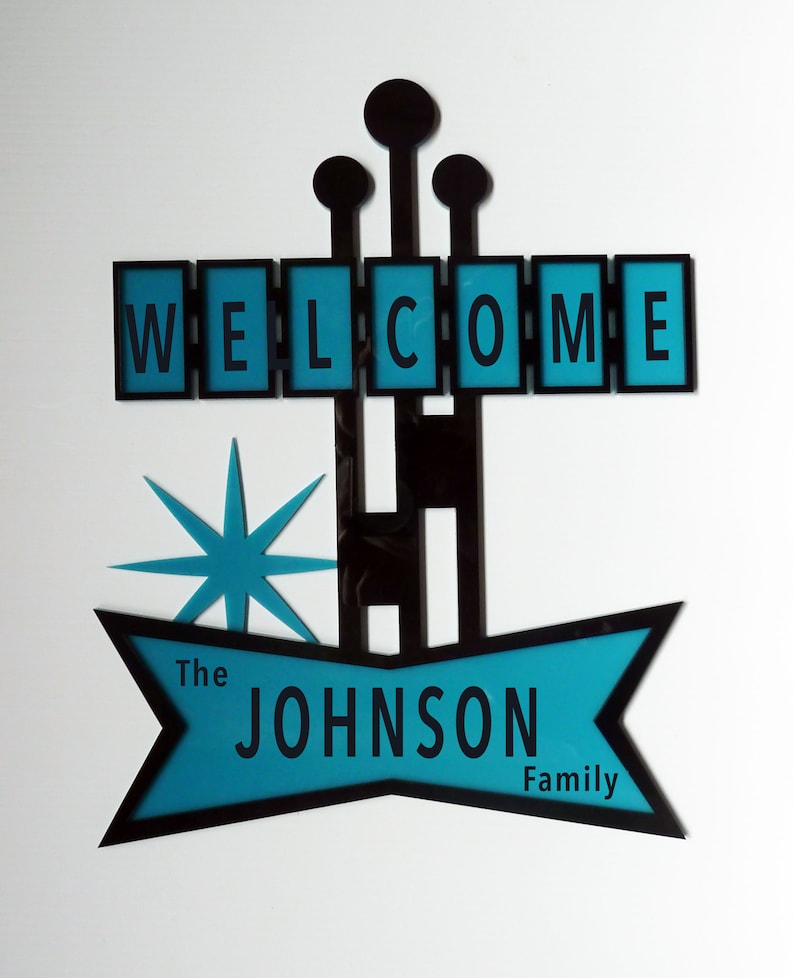 MCM Custom Welcome Sign W/ Your Name Mid Century Modern - Etsy
