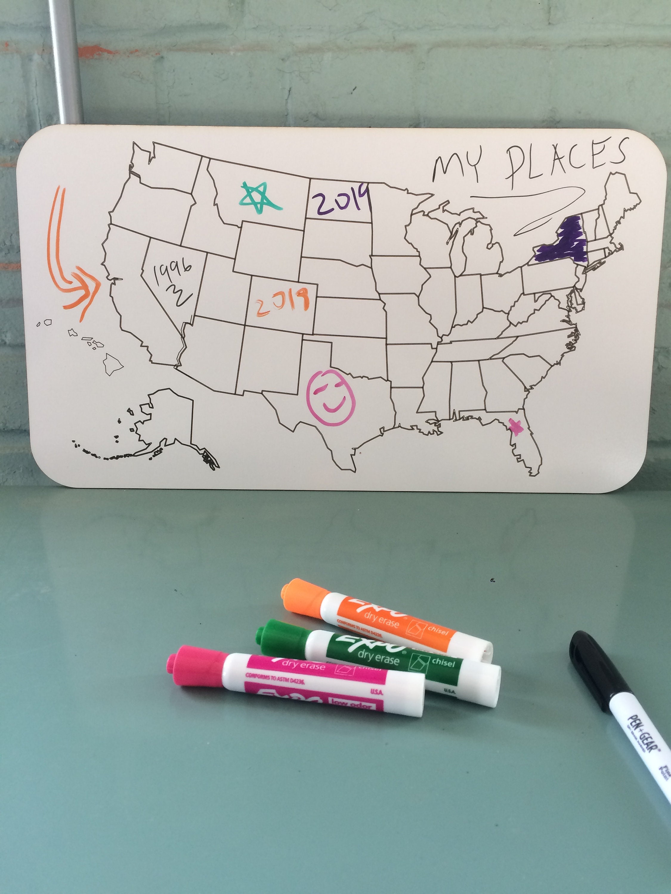 Dry Erase Board Map of United States - Etsy