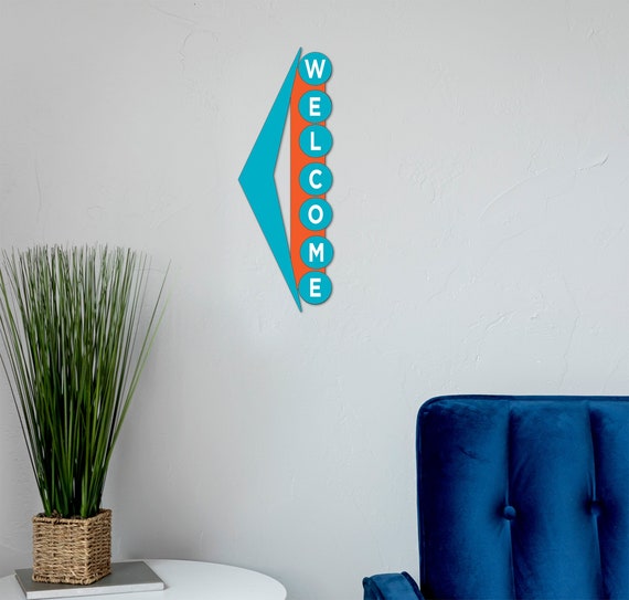 Mid-century Modern Style Vertical Welcome Sign MCM Home - Etsy