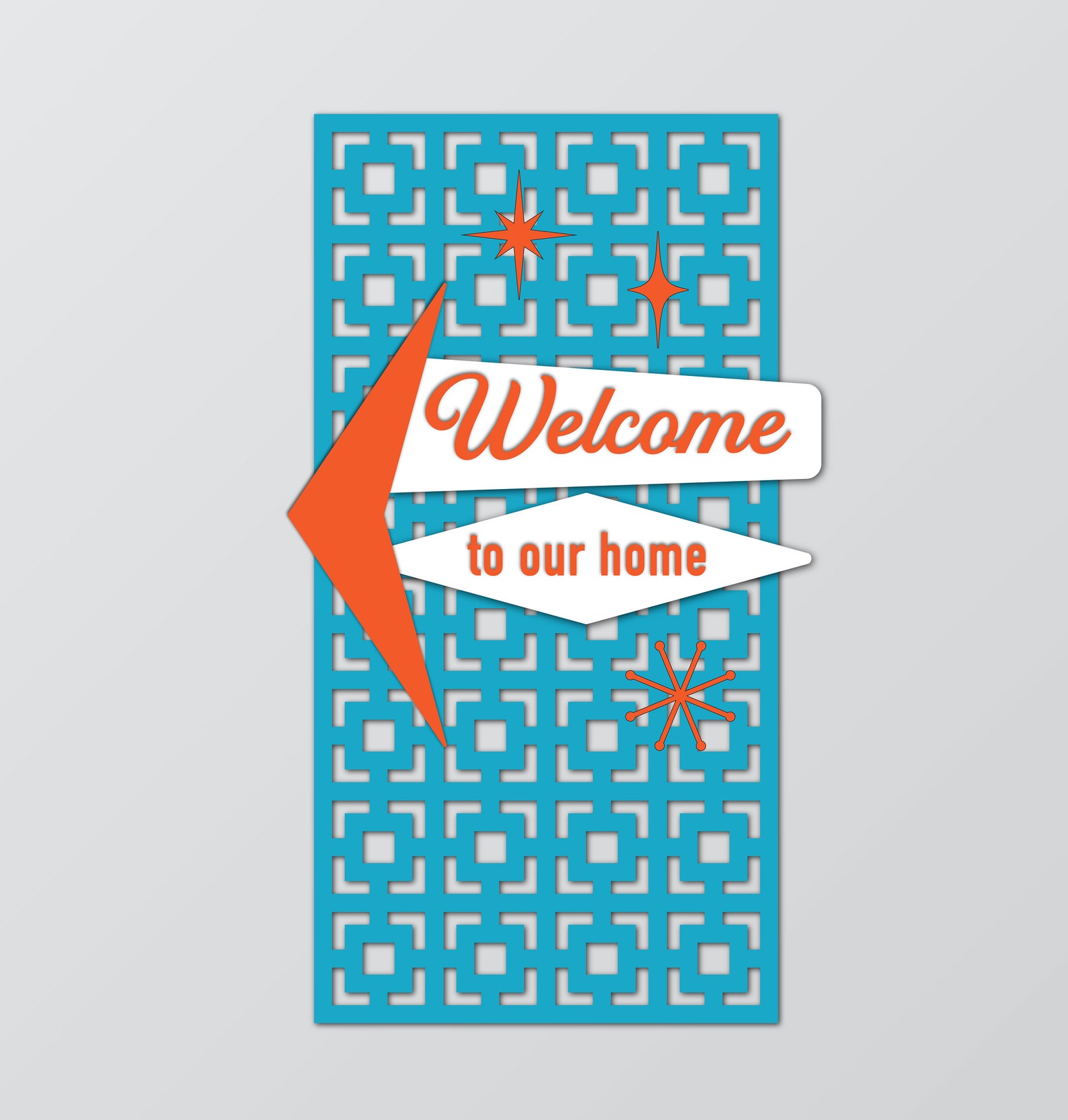 Mid Century Modern Style Welcome Sign | Atomic House Sign | MCM Home ...