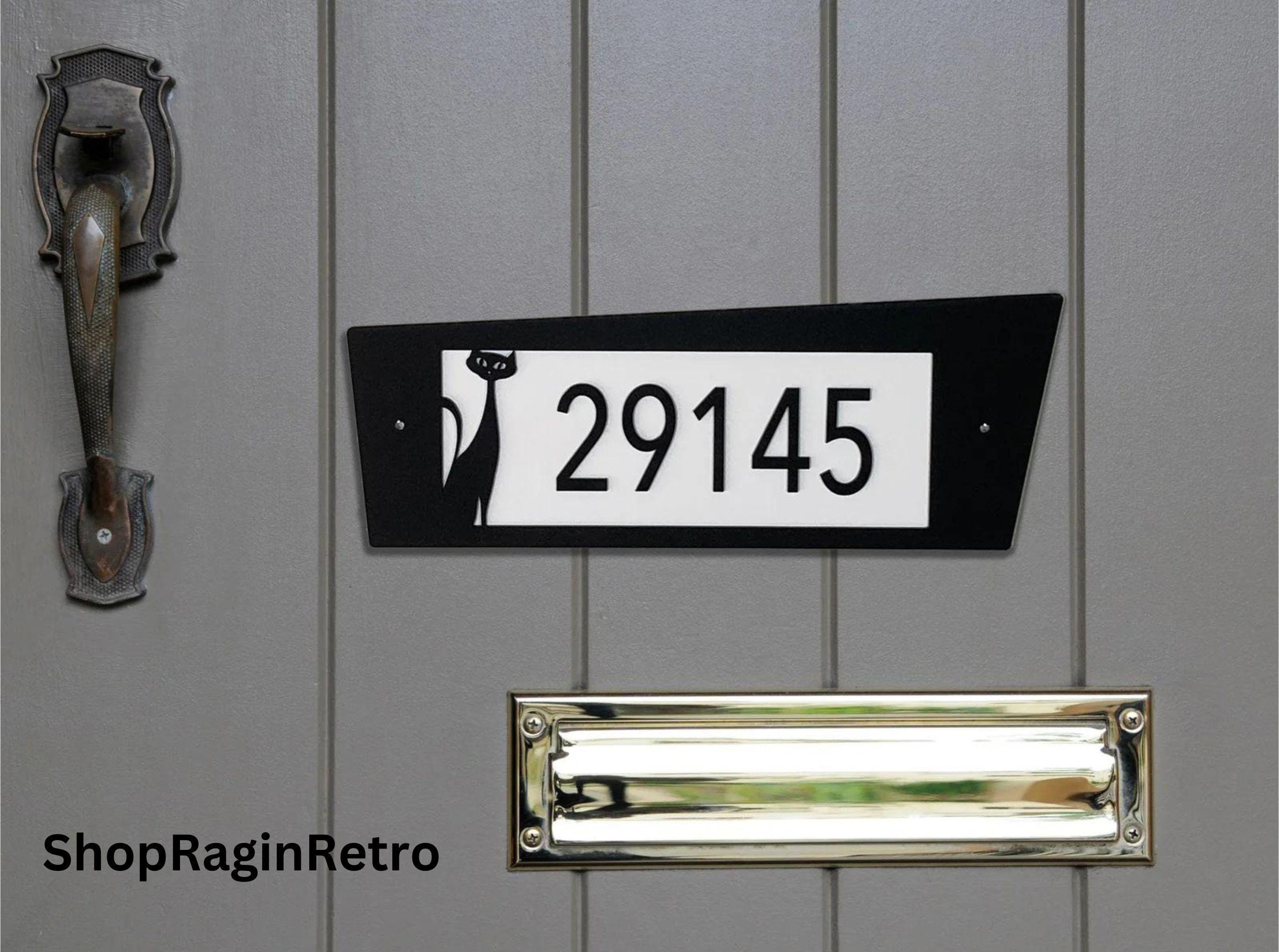 House Number Sign - Cat Mid Century Modern - Address Sign - MCM Address ...