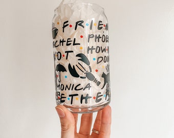 Friends Sublimation Glass Cup Joey Chandler Ross Phoebe Monica Rachel ...