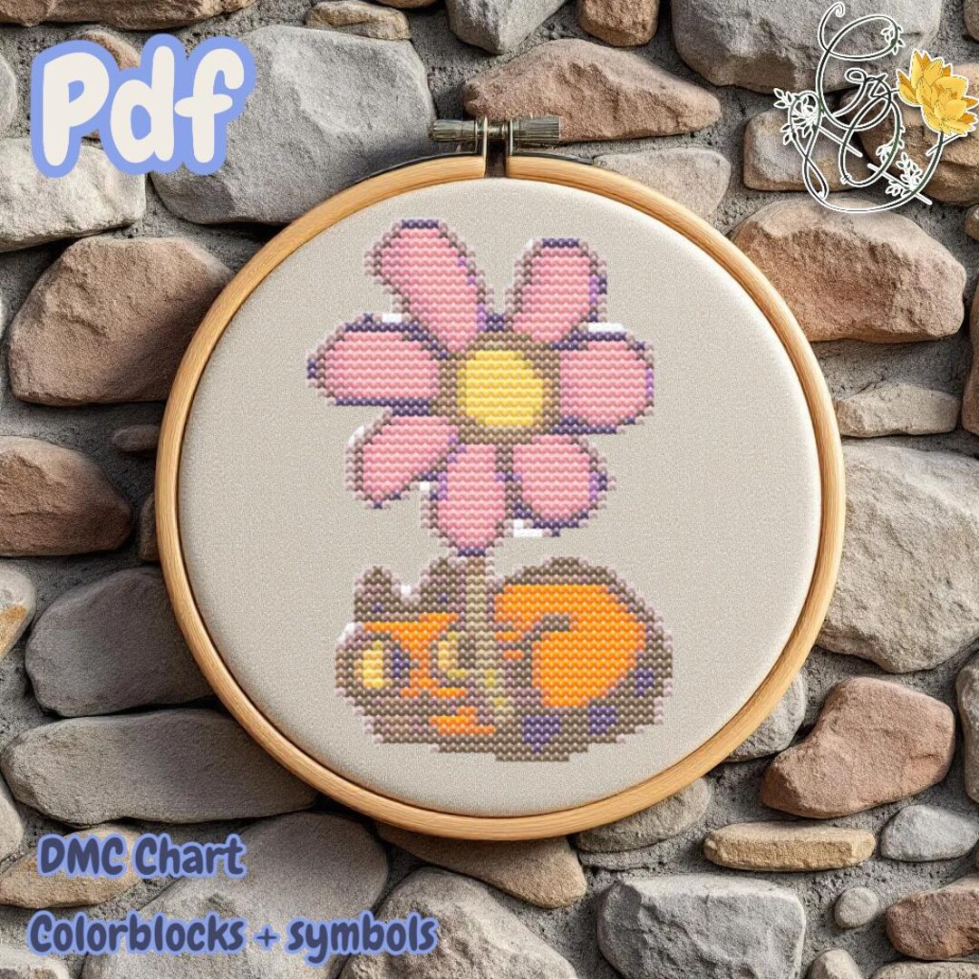 Flower Cat Called Lilith - Chibi Kawaii Cute - Cross Stitch Chart - Etsy