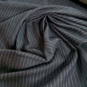 Handsome Cotton Pinstripe Fabric in Charcoal Gray or Black, Perfect for ...