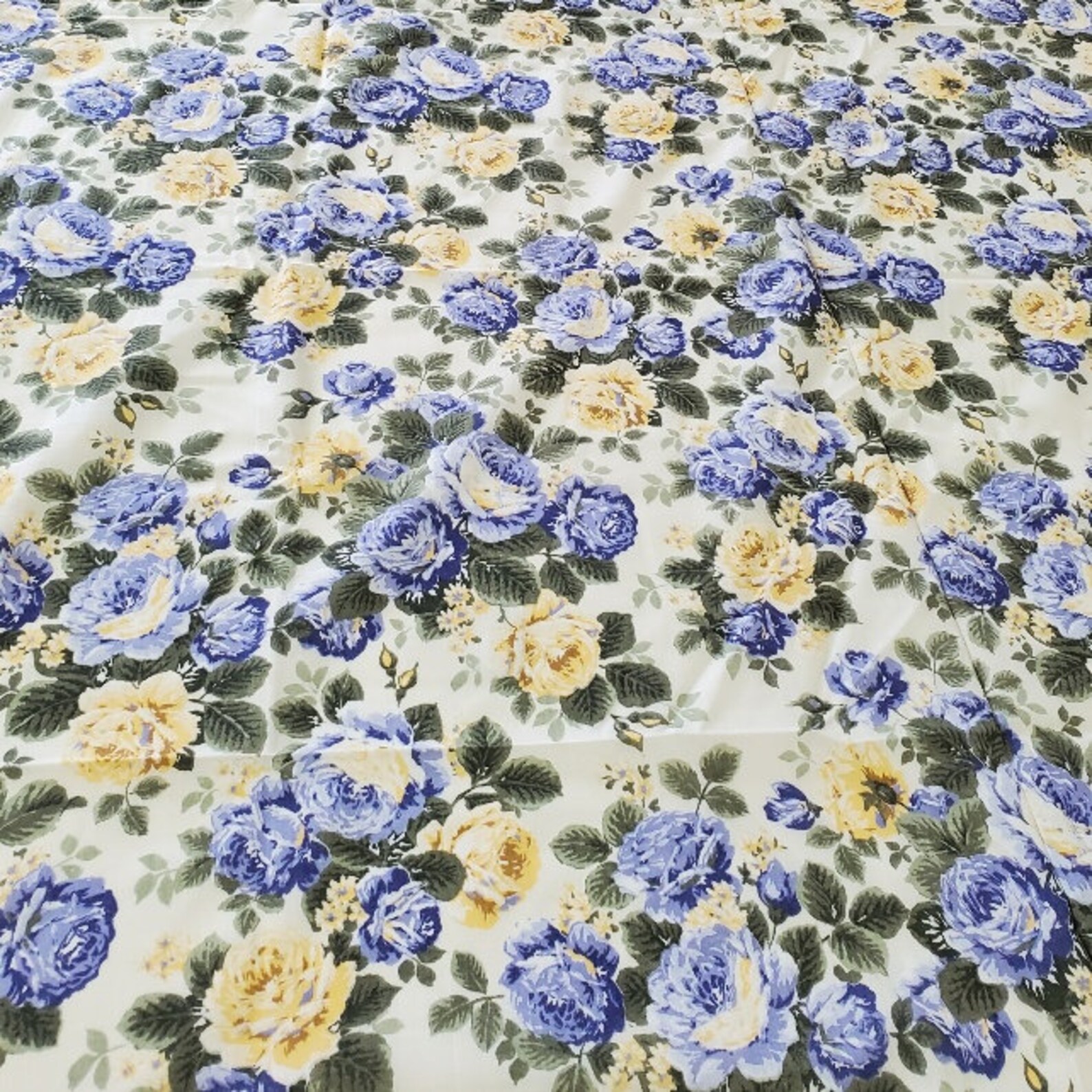 Watercolor Look Floral Print on a Linen Like Backcloth in Purple ...