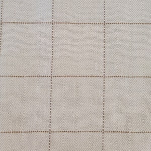 Ivory Herringbone With Chocolate Check Woven Pattern Fabric Perfect for ...