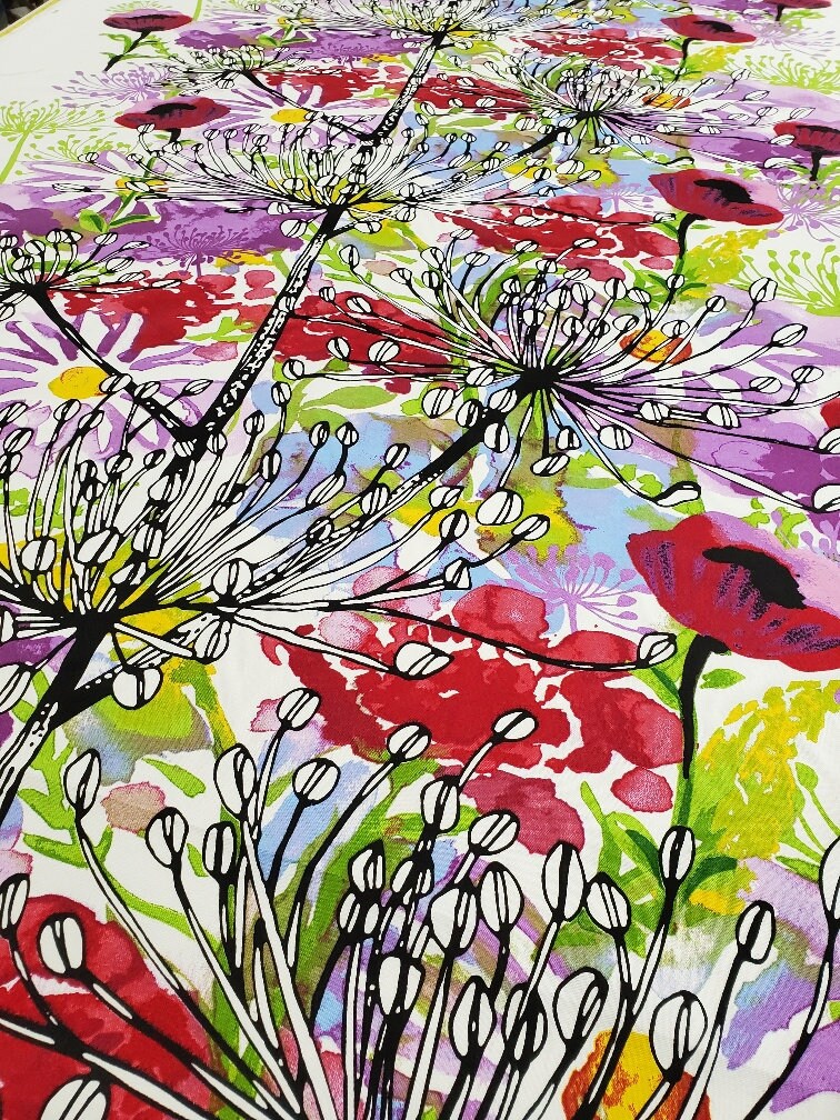 Large Bold Fun Floral Print in Violet, Purple, Periwinkle, & Green ...