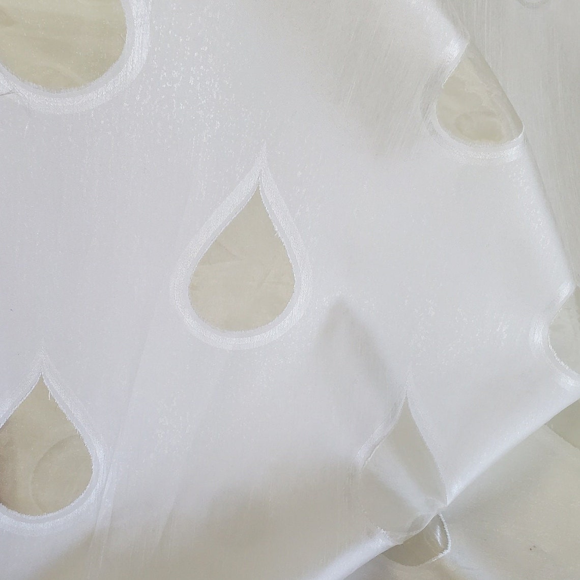 White Drapery Weight Fabric With SHEER Droplet Cutouts - Etsy