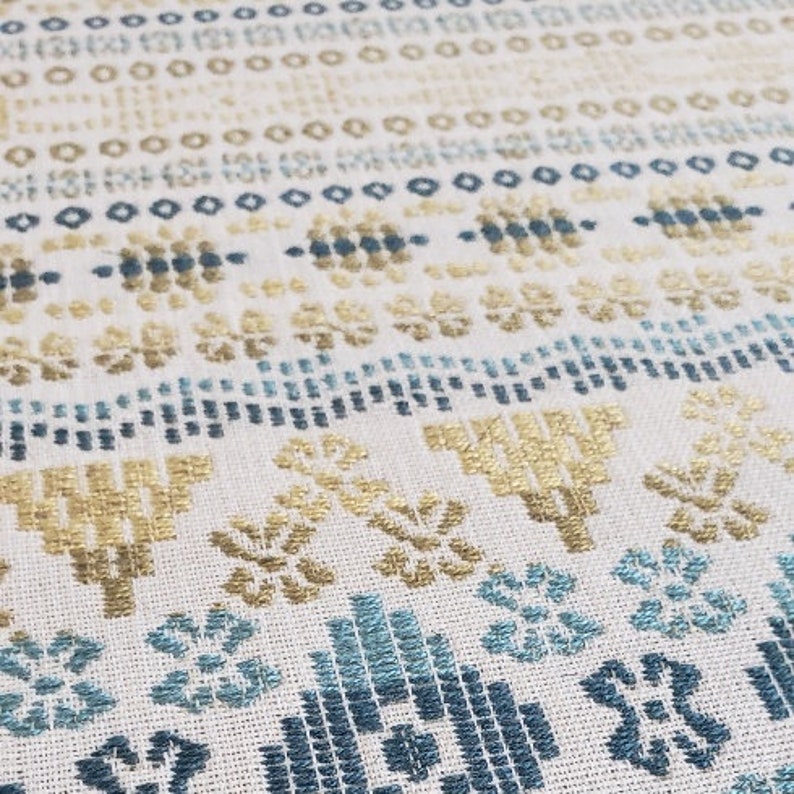 Colorful Modern Fair Isle Woven Design in Teal Blue Gold - Etsy