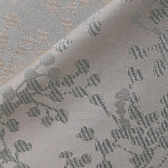 Silky REVERSIBLE Sage Green/taupe Berry Vine Pattern Fabric - Etsy