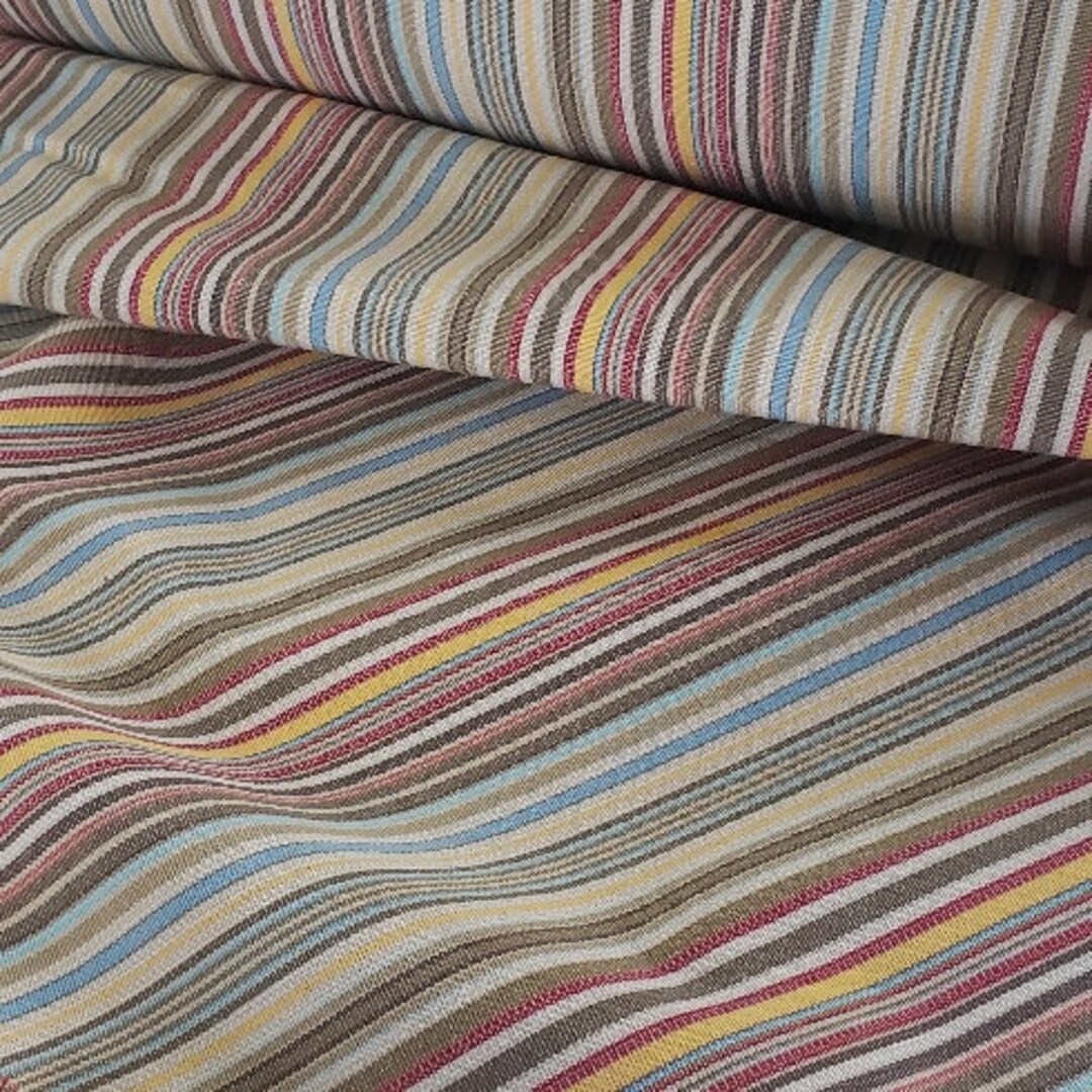Multi-colored Cotton Stripe in Red,gold,blue,tan,& Ivory, Perfect for ...