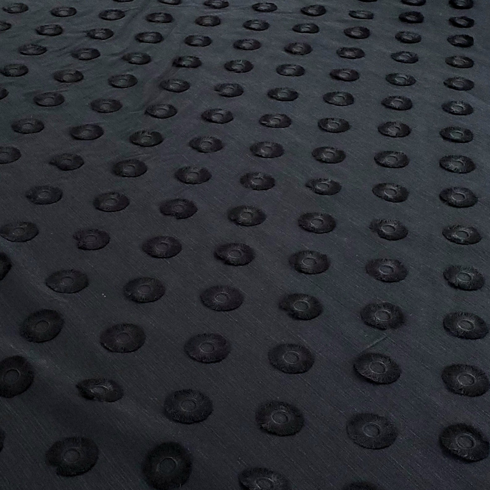Jet Black Fabric With Circles Embroidered and Trimmed in a Black Fringe ...