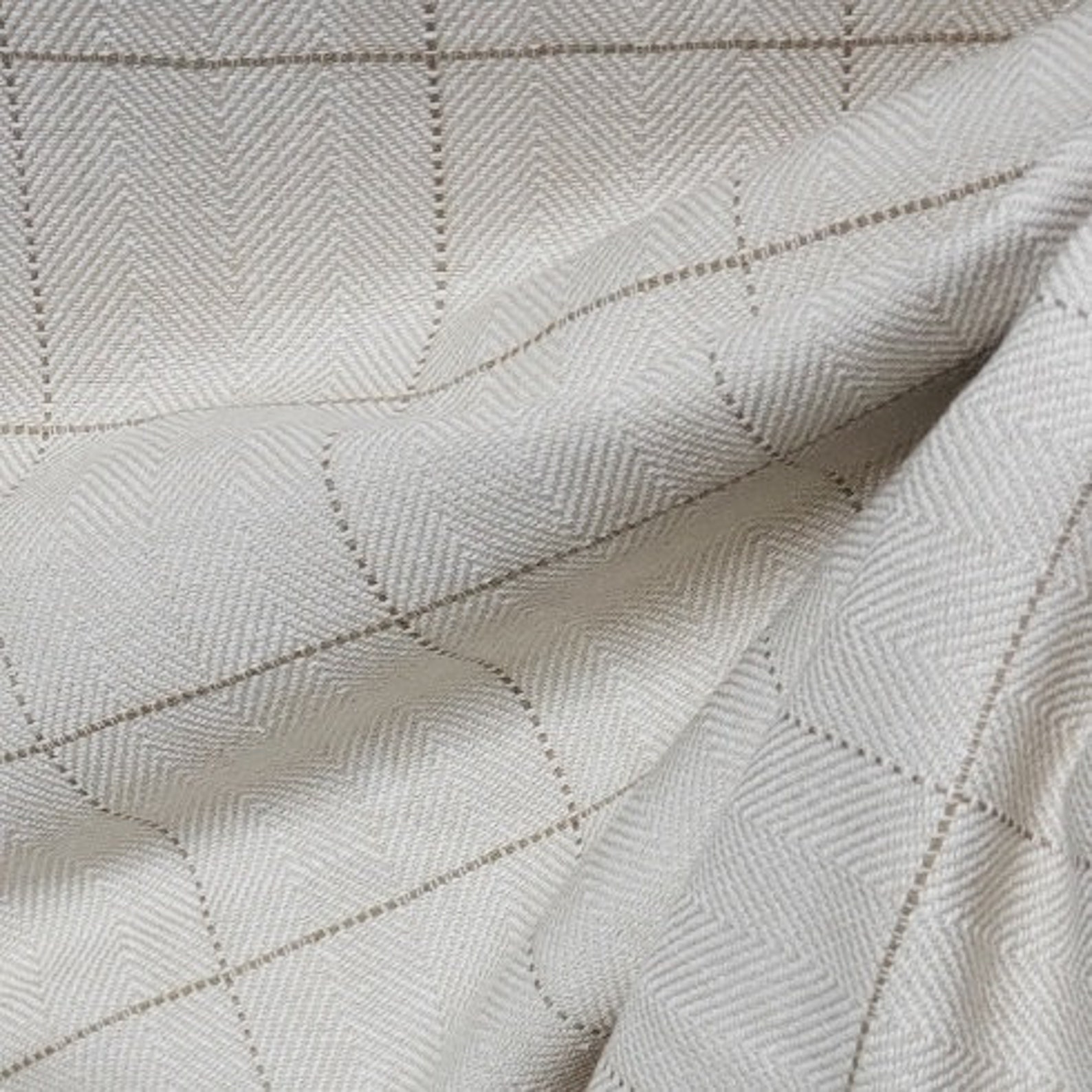 Ivory Herringbone With Chocolate Check Woven Pattern Fabric Perfect for ...
