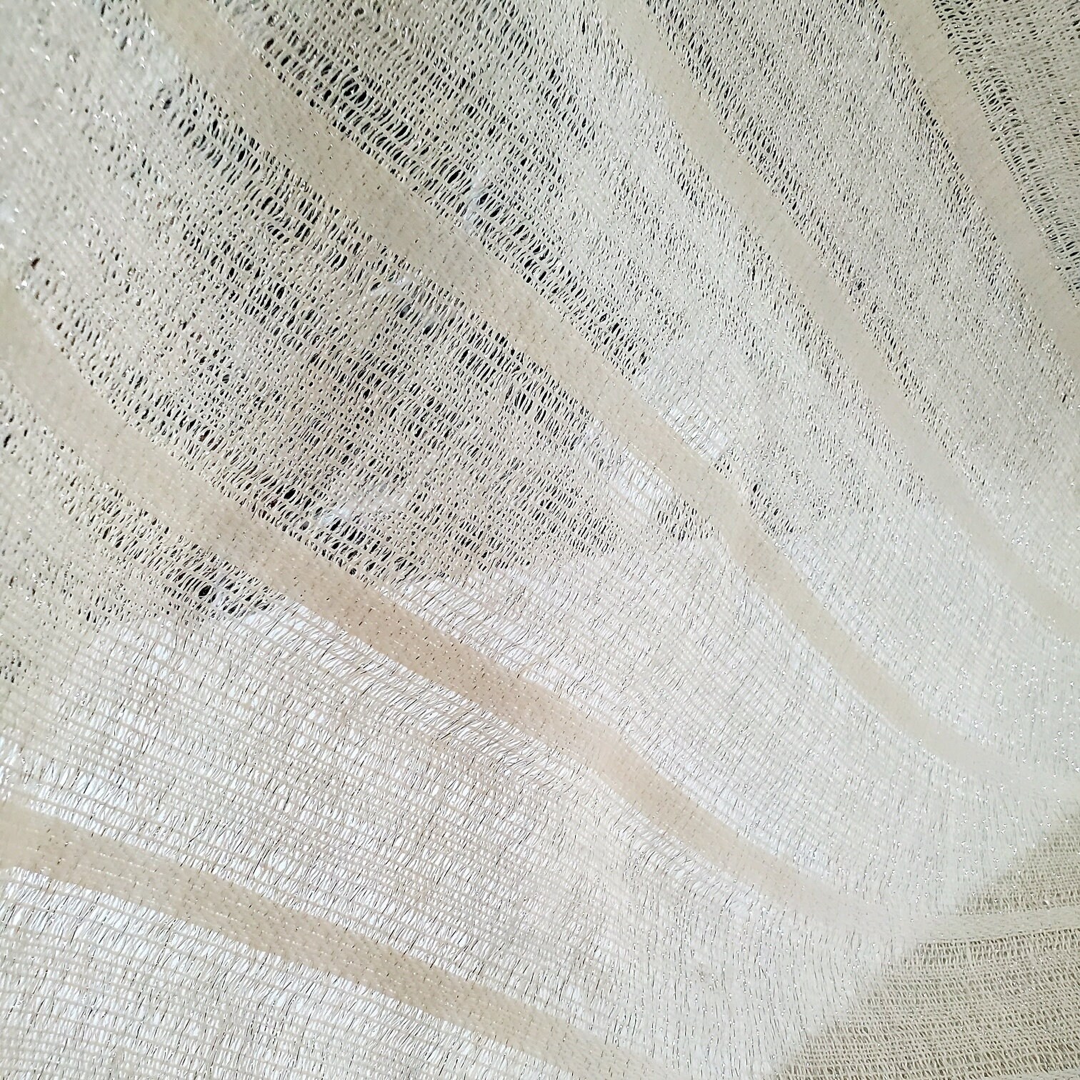 Sparkly Ivory Sheer Stripe With Metallic Hints Throughout, Perfect for ...