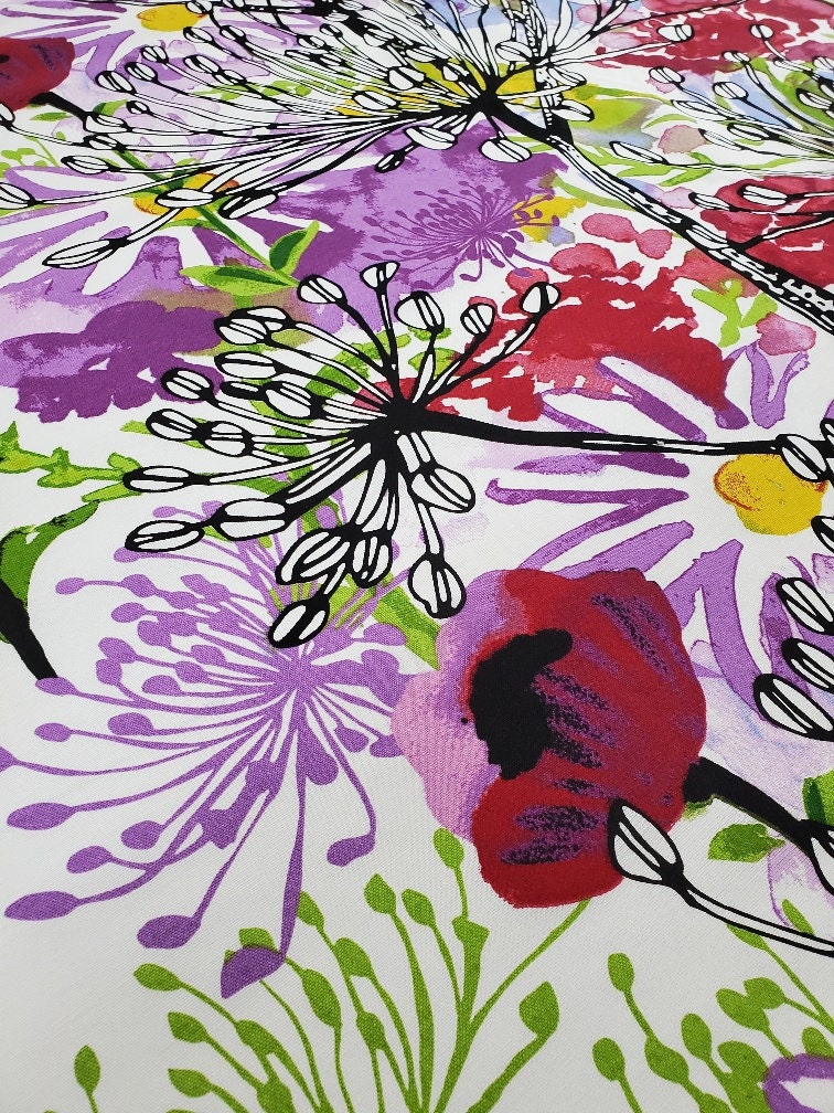 Large Bold Fun Floral Print in Violet, Purple, Periwinkle, & Green ...
