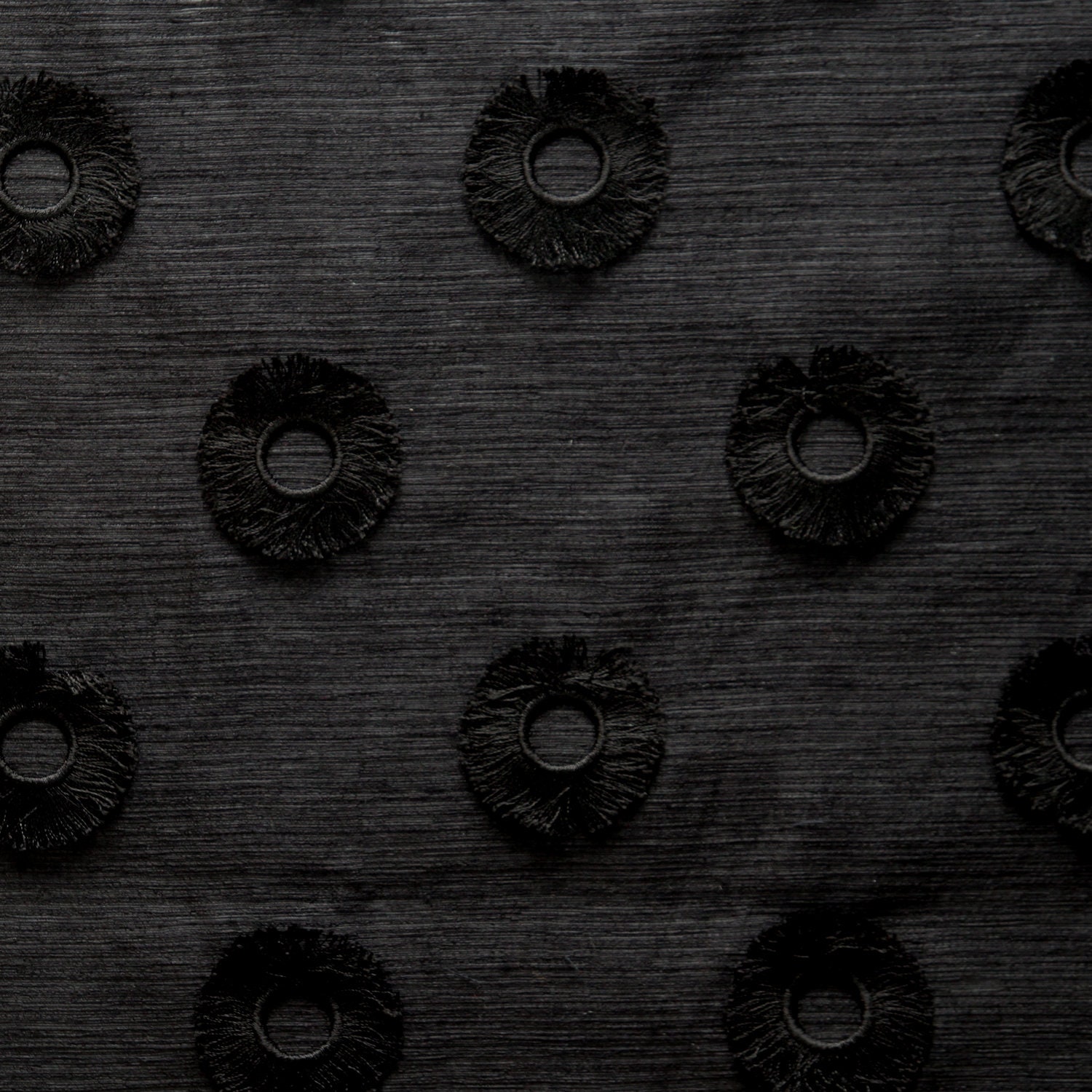 Jet Black Fabric With Circles Embroidered and Trimmed in a - Etsy