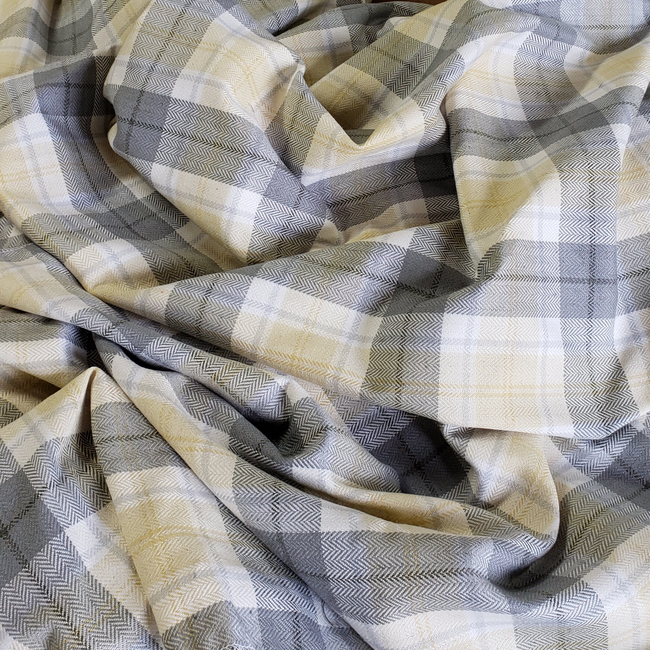 Fresh soft colored woven plaid in gray yellow & ivory | Etsy