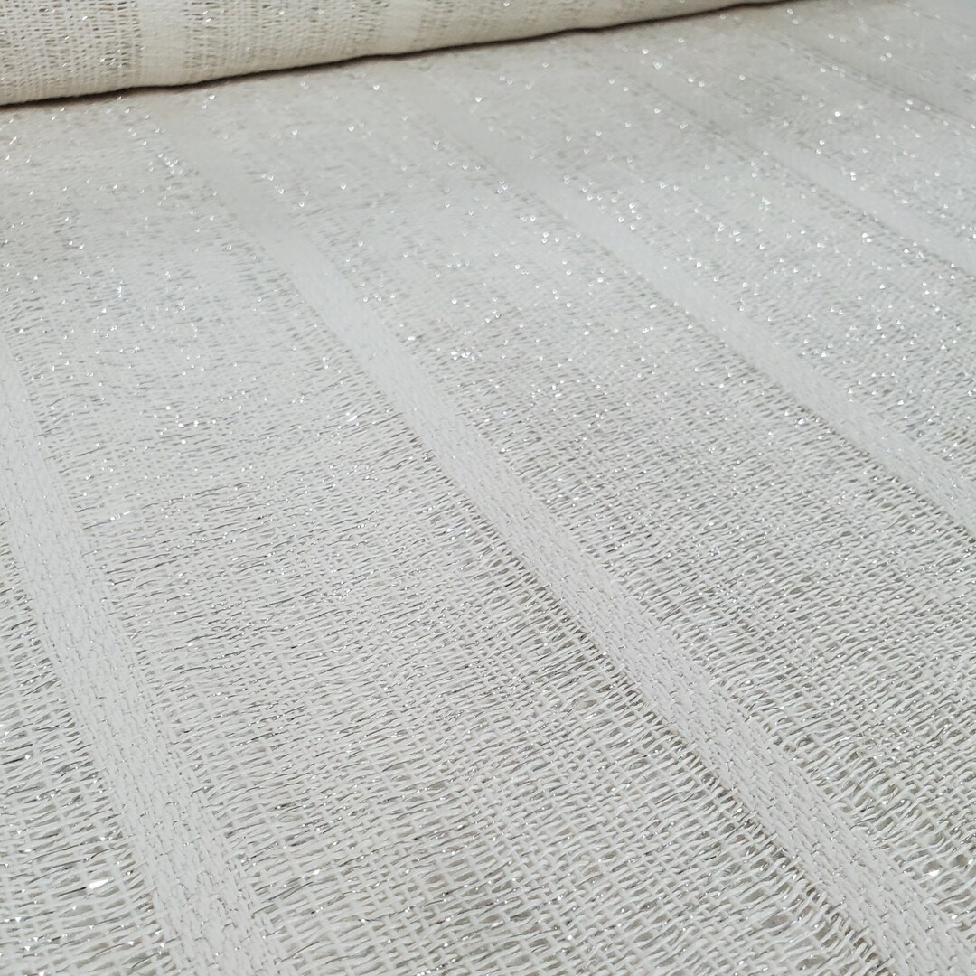 Sparkly Ivory Sheer Stripe With Metallic Hints Throughout, Perfect for ...
