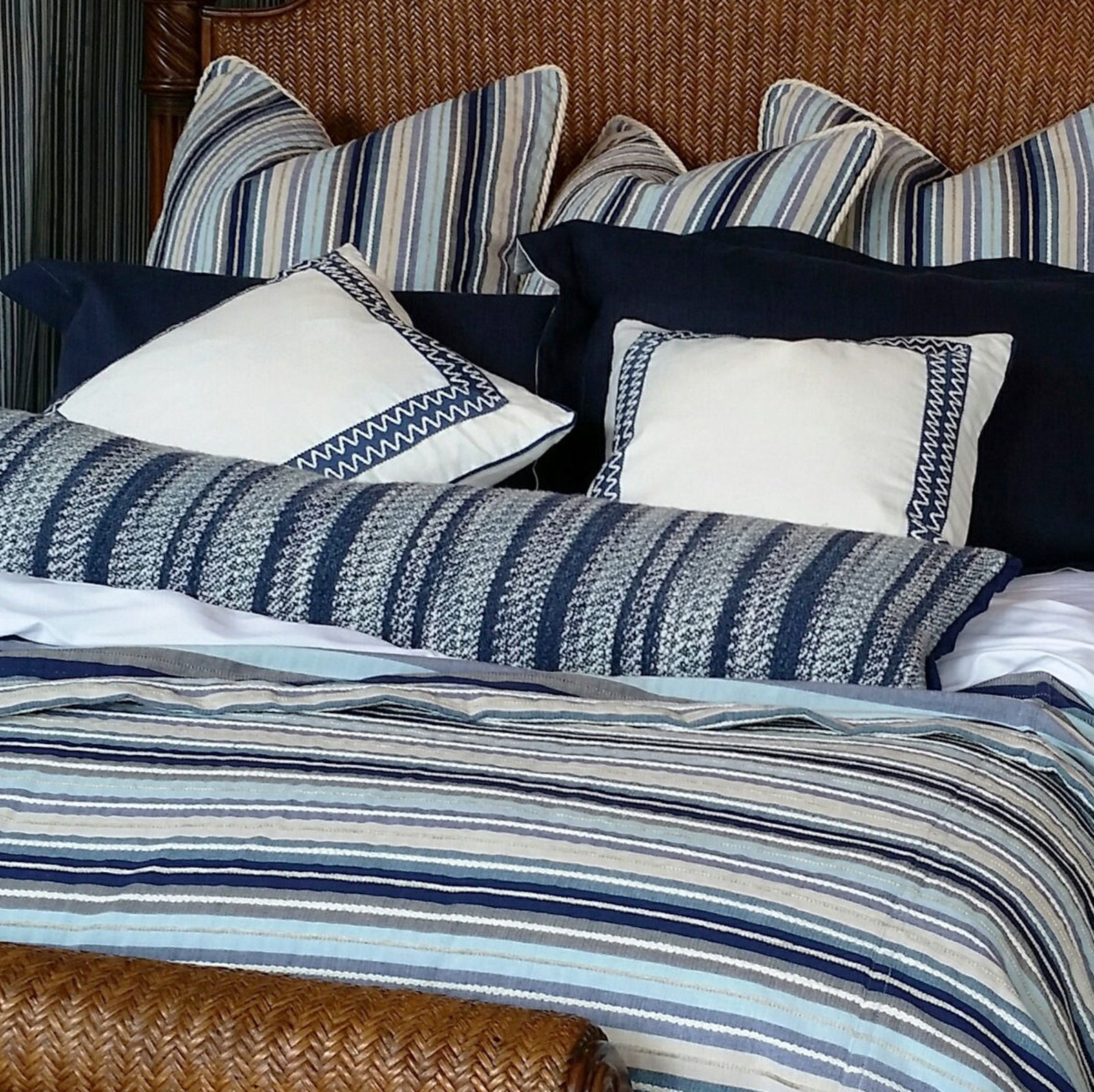 Navy & White Cotton Woven 2" Trim Tape, Perfect for Drapery, Bedding ...