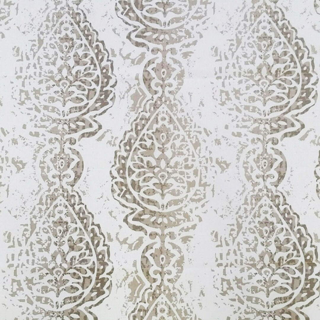 Subtle Batik Printed Paisley in Browns on Ivory Cotton, Perfect for ...