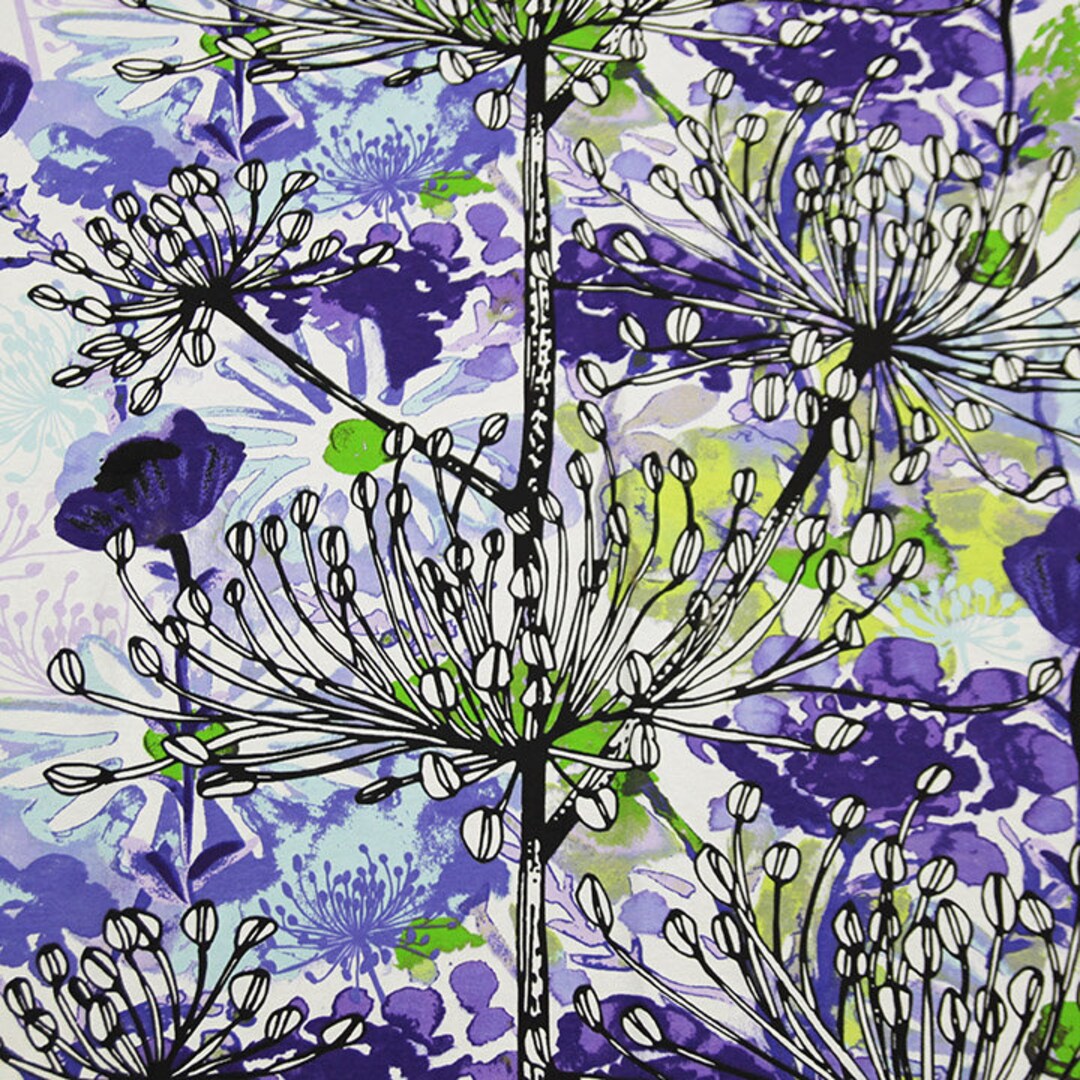 Large Bold Fun Floral Print in Violet, Purple, Periwinkle, & Green ...