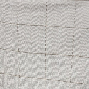 Ivory Herringbone With Chocolate Check Woven Pattern Fabric Perfect for ...