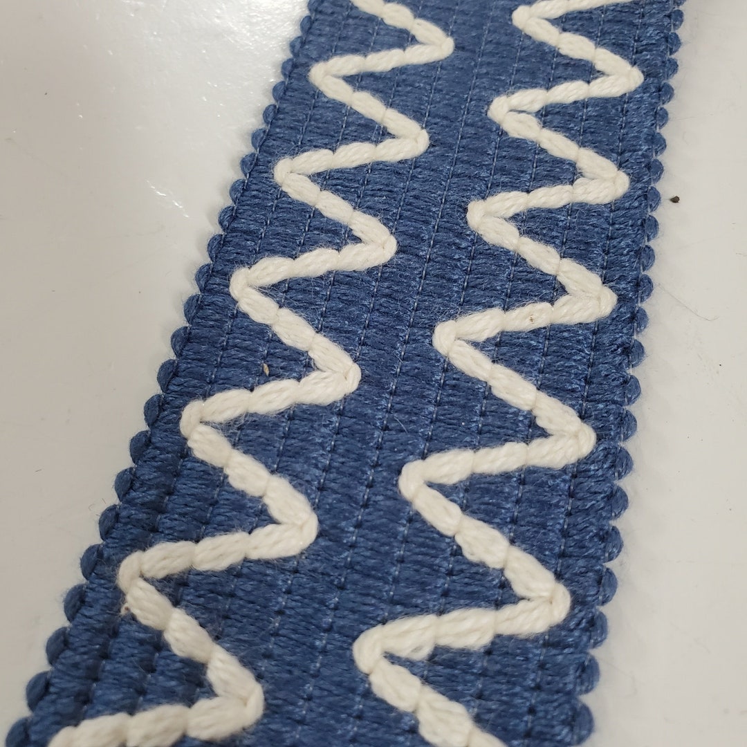 Navy & White Cotton Woven 2" Trim Tape, Perfect for Drapery, Bedding ...