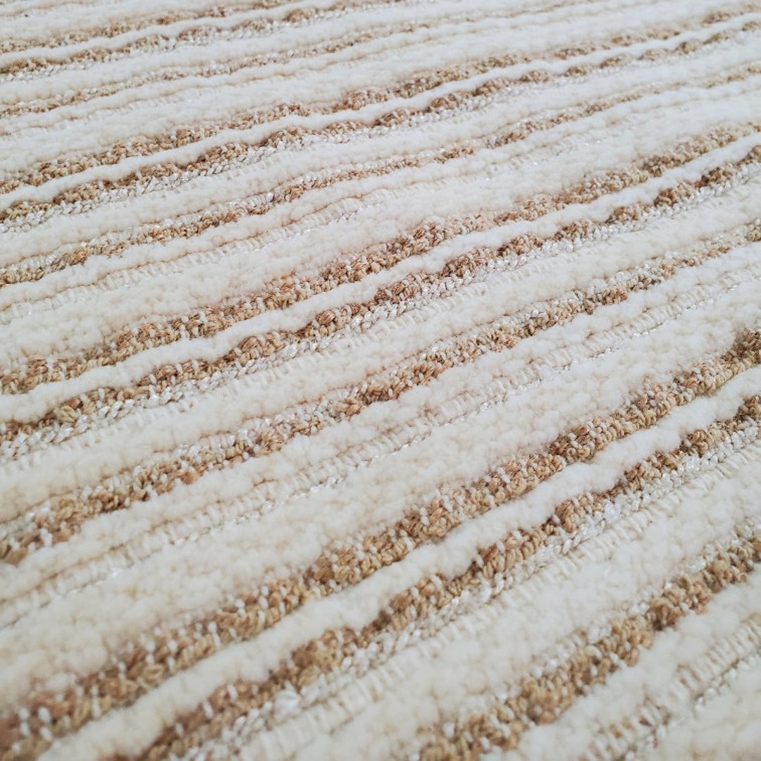All Natural Chunky Texture Weave Stripe of Tan & Ivory, Perfect for ...