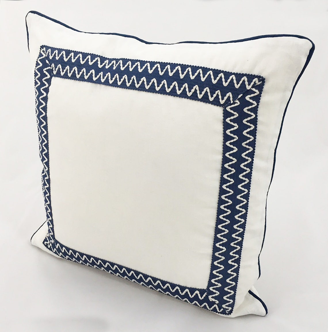 Navy & White Cotton Woven 2" Trim Tape, Perfect for Drapery, Bedding ...