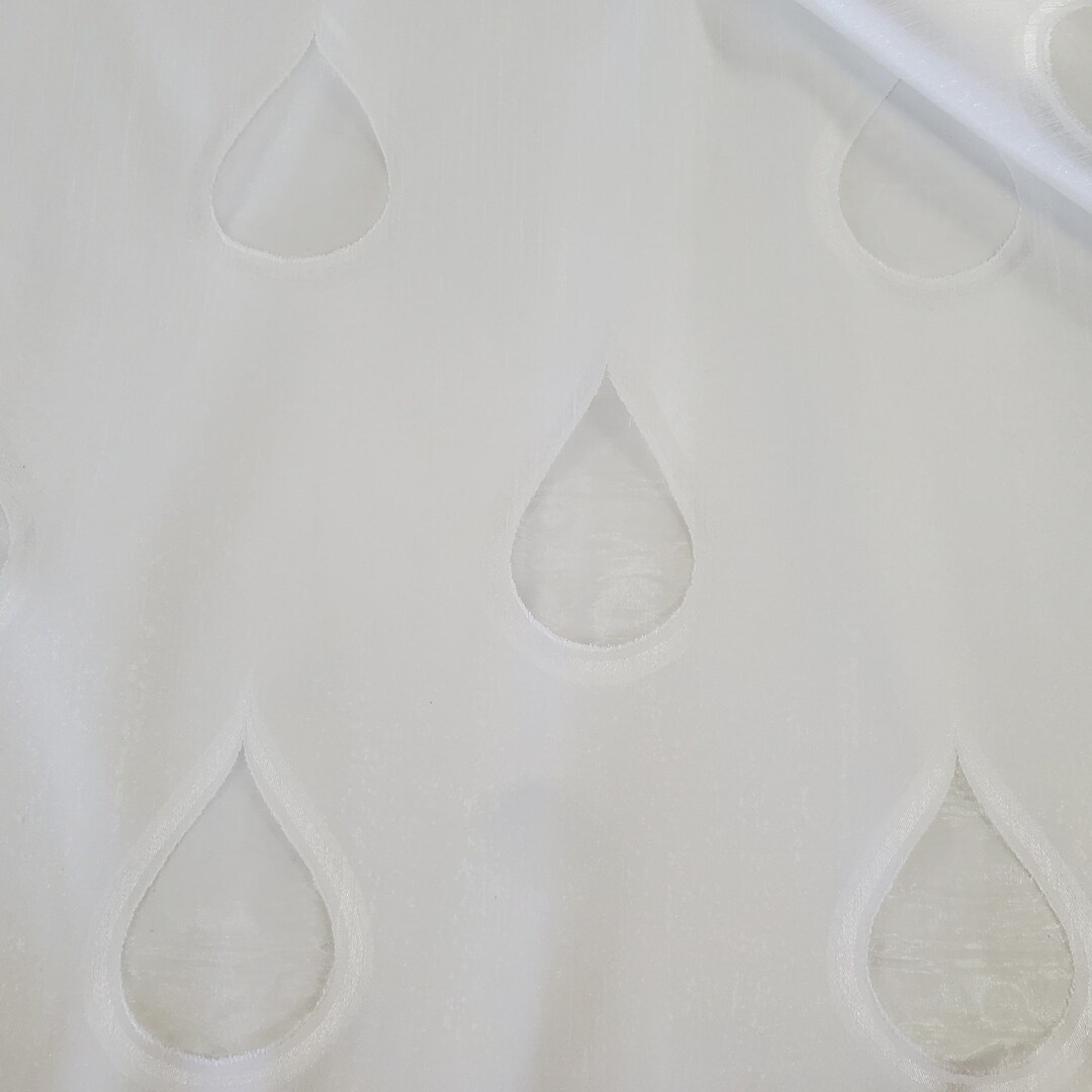 White Drapery Weight Fabric With SHEER Droplet Cutouts, Perfect for ...