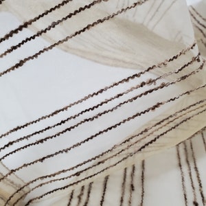 Sheer Tan Fabric With Embroidered Brown Yarn Stripes, Perfect for ...