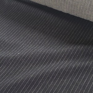 Handsome Cotton Pinstripe Fabric in Charcoal Gray or Black, Perfect for ...