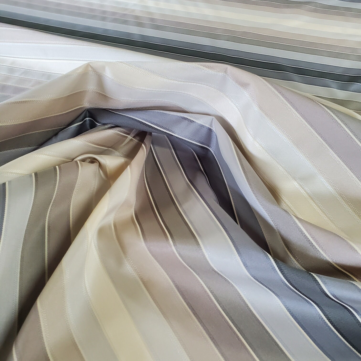 Gorgeous Shades of Gray/ivory Stripe Fabric, Perfect for Drapery, Light ...