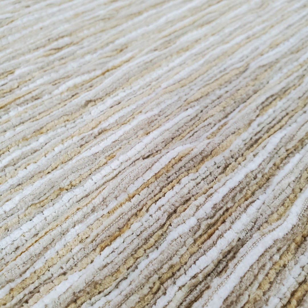 Textured Soft Chenille Stripe in Ivory/cream/taupe Fabric, Perfect for ...