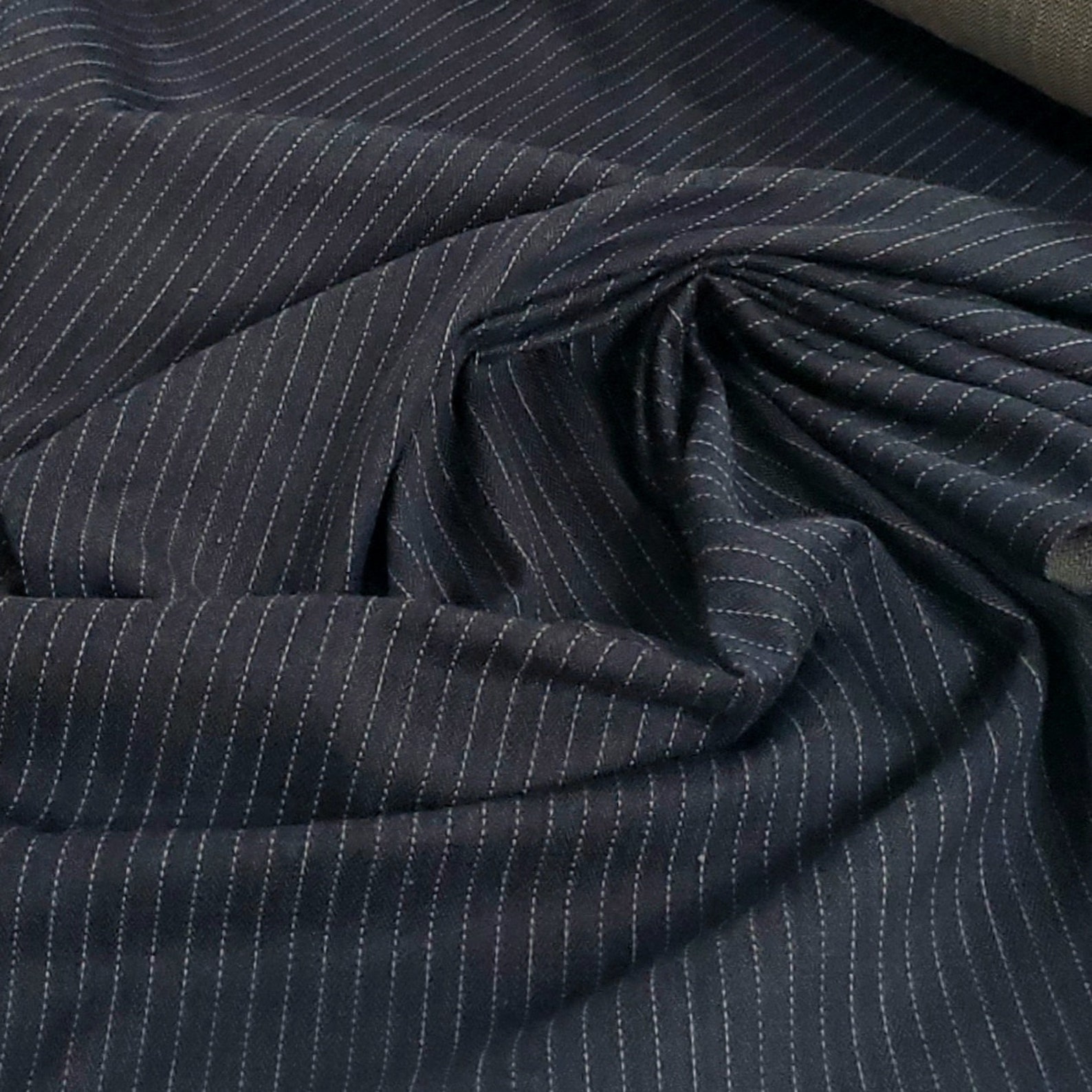 Handsome Cotton Pinstripe Fabric in Charcoal Gray or Black, Perfect for ...