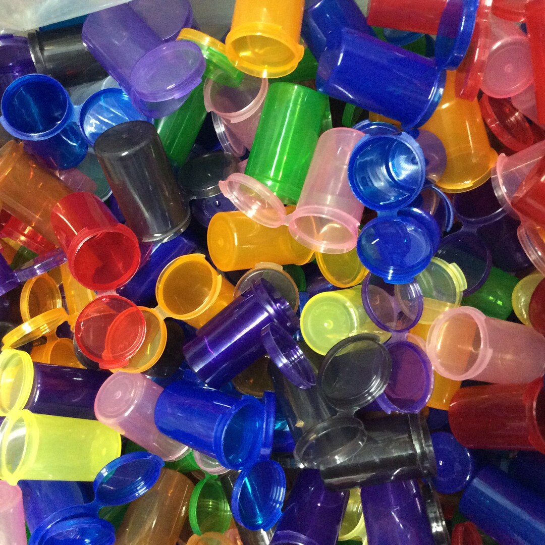 Pack 100 Small 6 Dram Round HINGED LID Containers Transparent Mix ...