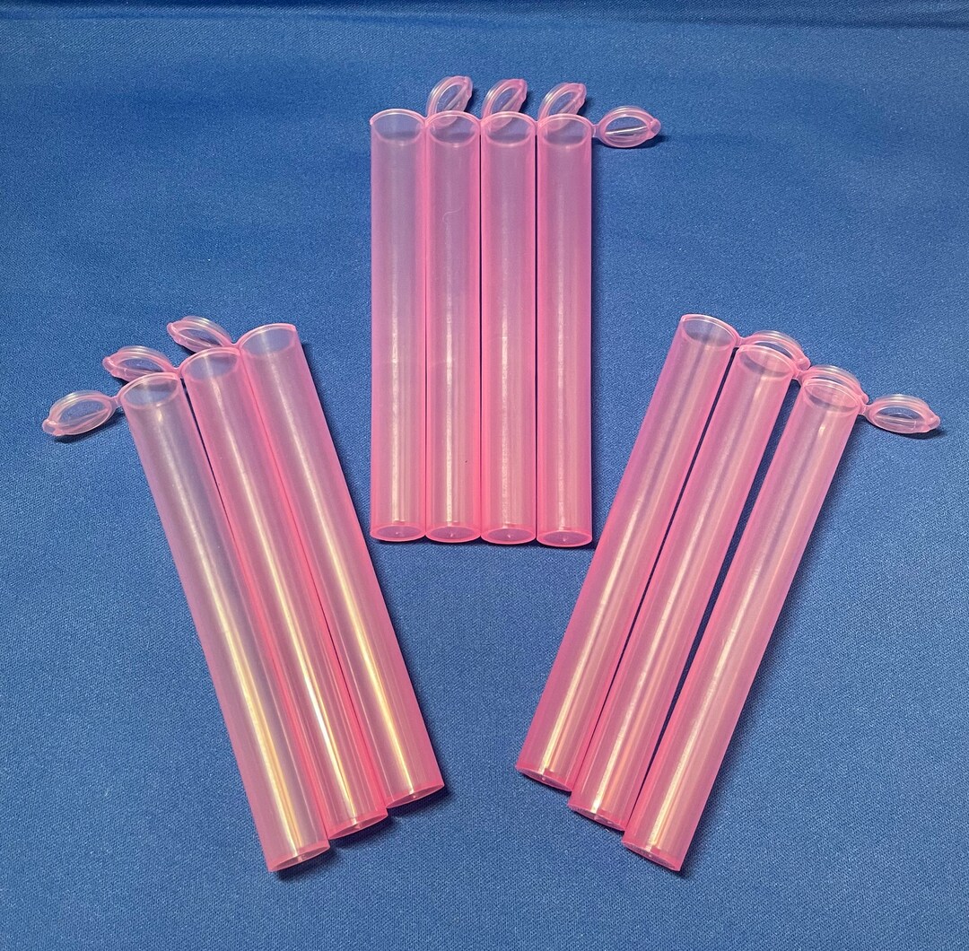 10 Pack 140mm 6 Dram PARTY SIZE Doob Tubes One Piece Plastic Hinged Lid ...