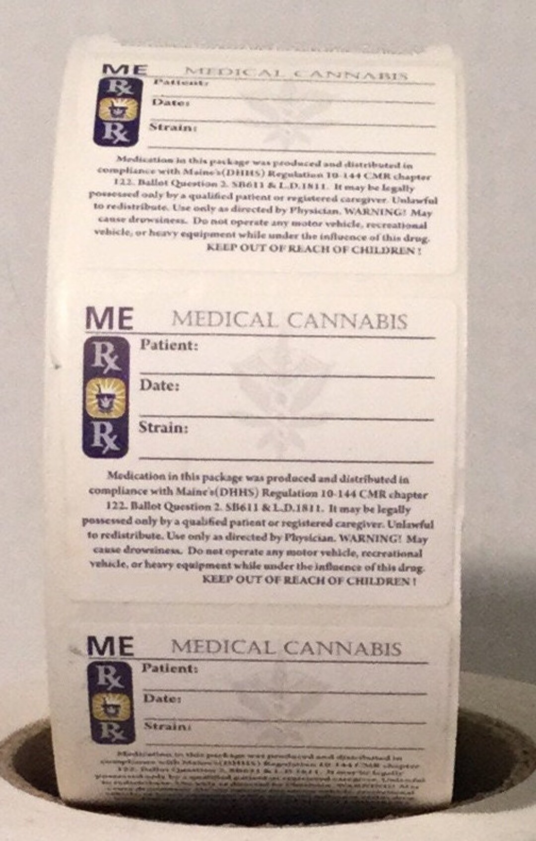 100 LABELS MAINE RX Medical 420 Marihuana Weed Cannabis Strain ...